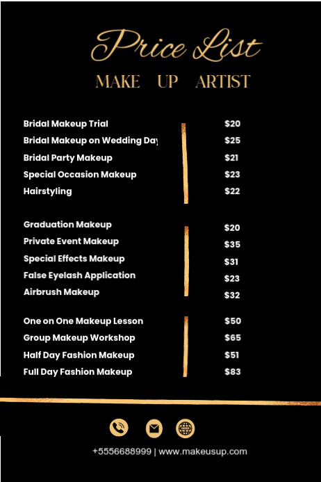 Copy of Modern & Minimal Makeup Price List Poster | PosterMyWall