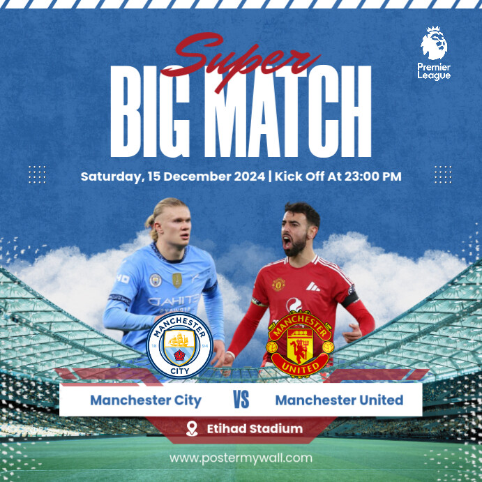 Modern & Minimal Manchester City Vs Manchester United Instagram Post ...