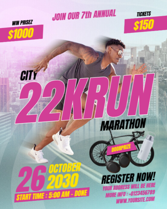 Plantilla de Modern & Minimal Marathon Run Poster Design For Instagram ...