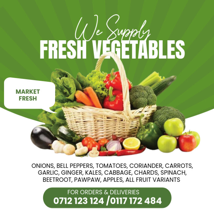 Copy of Modern & Minimal Market Fresh Green Grocer Poster Flier Banner ...