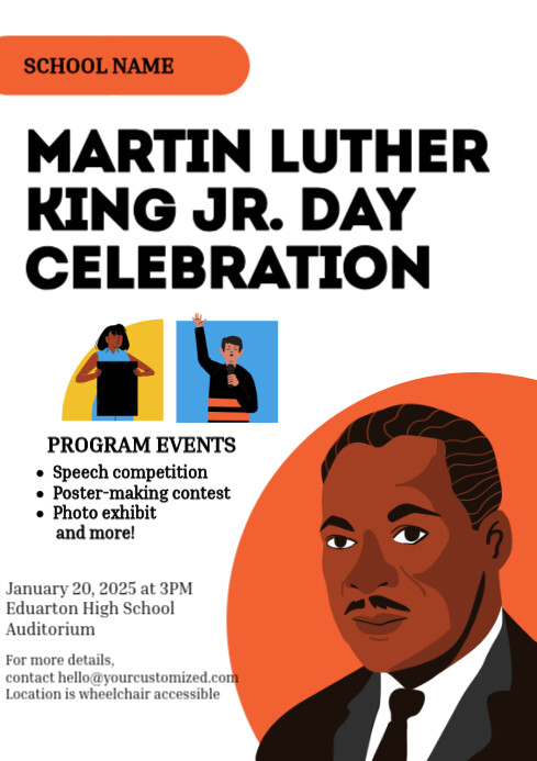 Plantilla de Modern & Minimal Martin Luther King Jr Day A4 | PosterMyWall