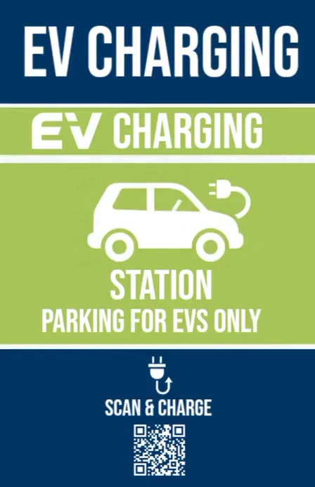 Modern & Minimal Modern Ev Charging Station Scan & Charge Parking Sign ...
