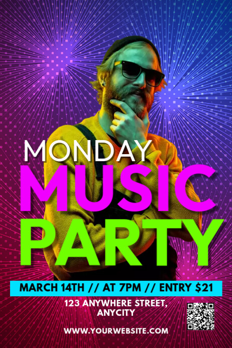 Modern & Minimal Monday Music Party Poster Template | PosterMyWall