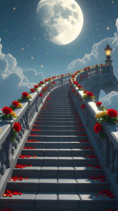 Modern & Minimal Moonlight Stairway To Heaven Background Digital ...