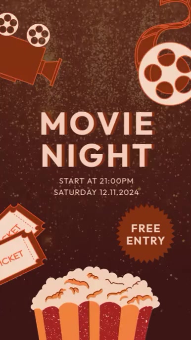 Modern & Minimal Movie Night Instagram Story Template | PosterMyWall