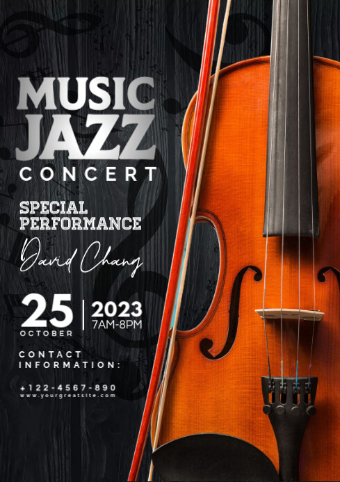 Modern & Minimal Music Jazz Concert A4 Template | PosterMyWall
