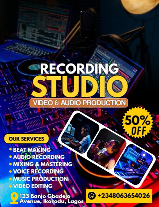 Copy of Modern & Minimal Music Studio Flyer Flyer (us Letter ...