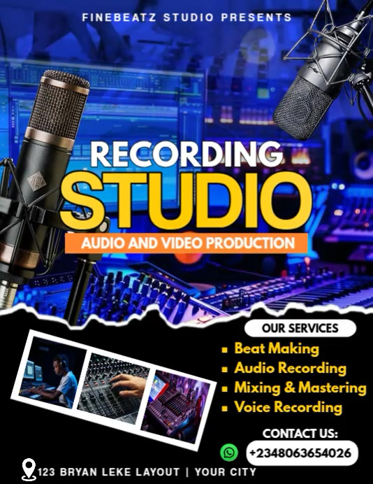 Modern & Minimal Music Studio Flyer Flyer (us Letter) Template ...