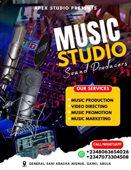 Modèle Modern & Minimal Music Studio Flyer Flyer (us Letter) | PosterMyWall