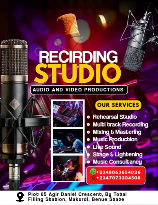 Modern & Minimal Music Studio Flyer Flyer (us Letter) Template ...
