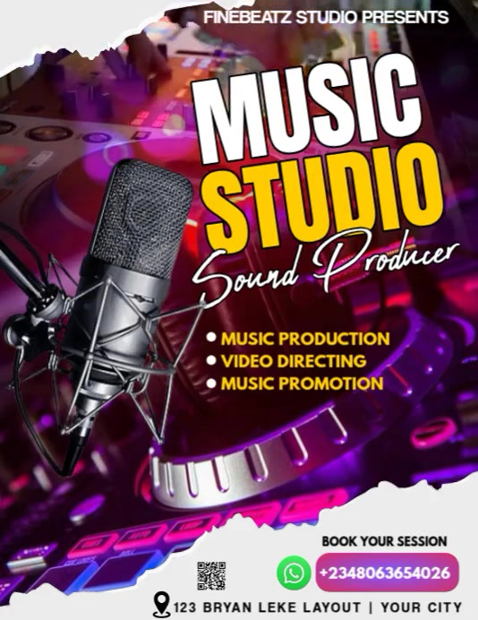 Modern & Minimal Music Studio Flyer Flyer (us Letter) Template ...