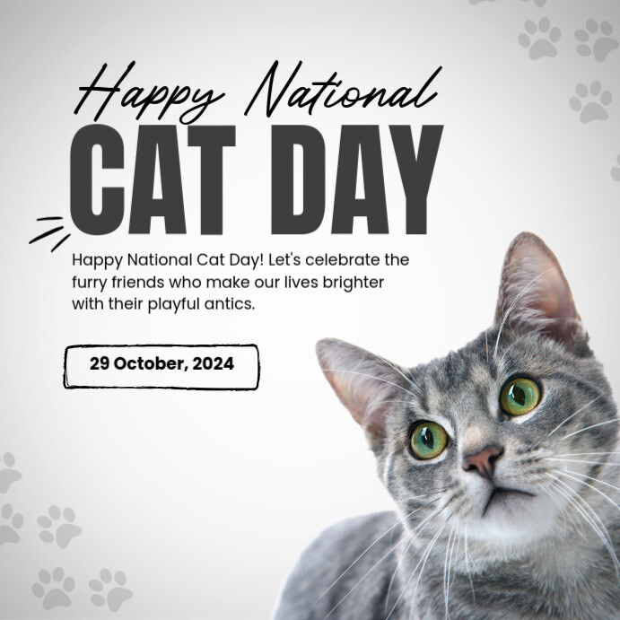 Modern & Minimal National Cat Day Pos Instagram Template | PosterMyWall