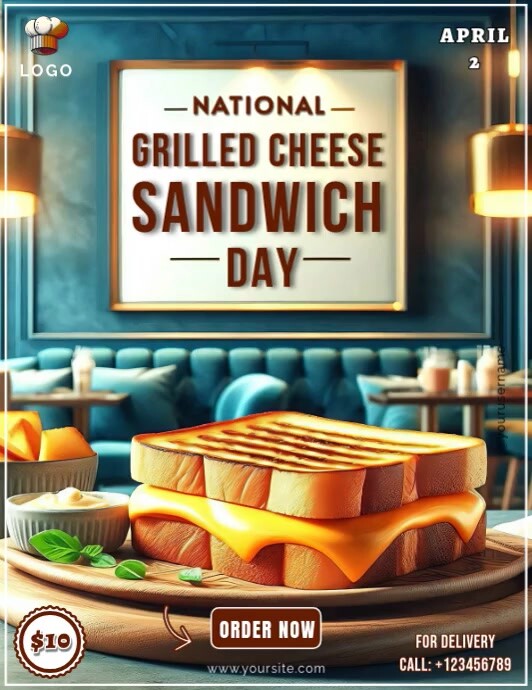 Modern & Minimal National Grilled Cheese Sandwich Day Template ...