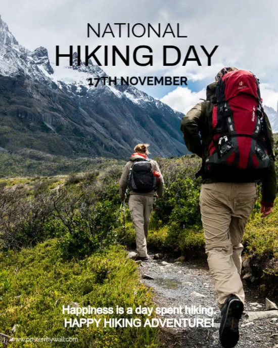 Modern & Minimal National Hiking Day Instagram Portrait Template ...