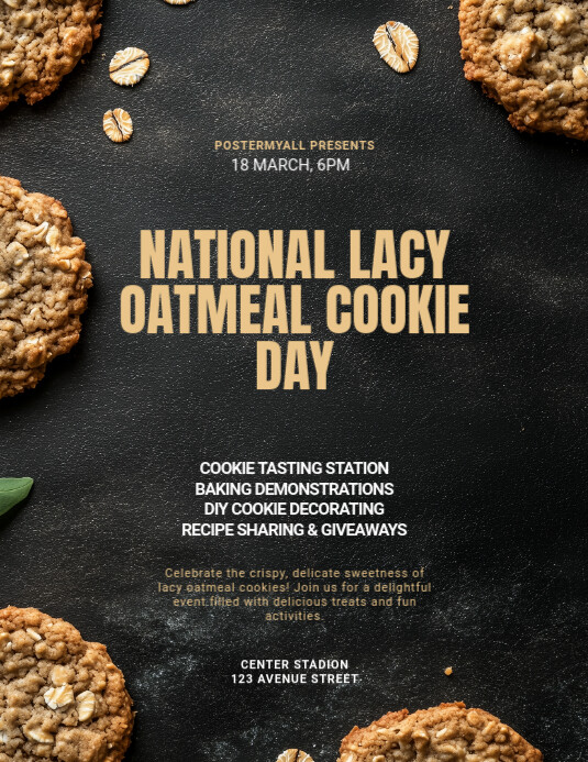 Copy of Modern & Minimal National Lacy Oatmeal Cookie Day Event Flyer ...