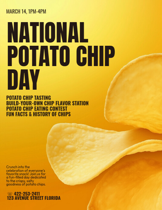 Modern & Minimal National Potato Chip Day Flyer (us Letter) | PosterMyWall