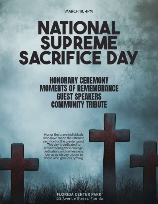 Copy of Modern & Minimal National Supreme Sacrifice Day Event Flyer (us ...