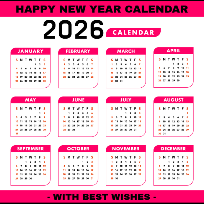 Plantilla de Modern & Minimal New Year 2026 Calendar Instagram Post ...