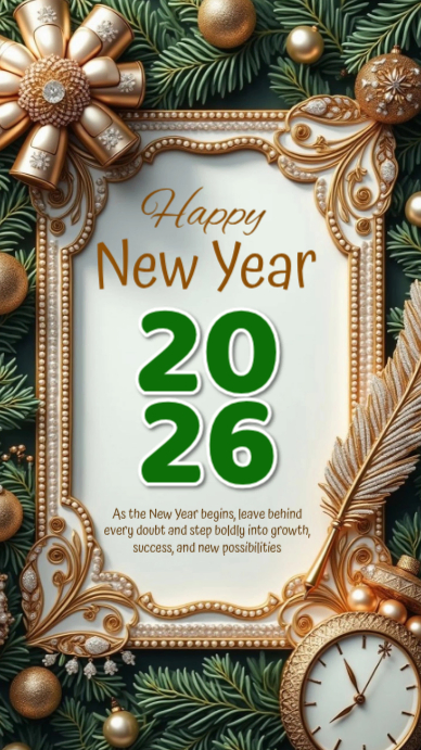 Modern & Minimal New Year Greeting Poster Digital Display (9:16 ...