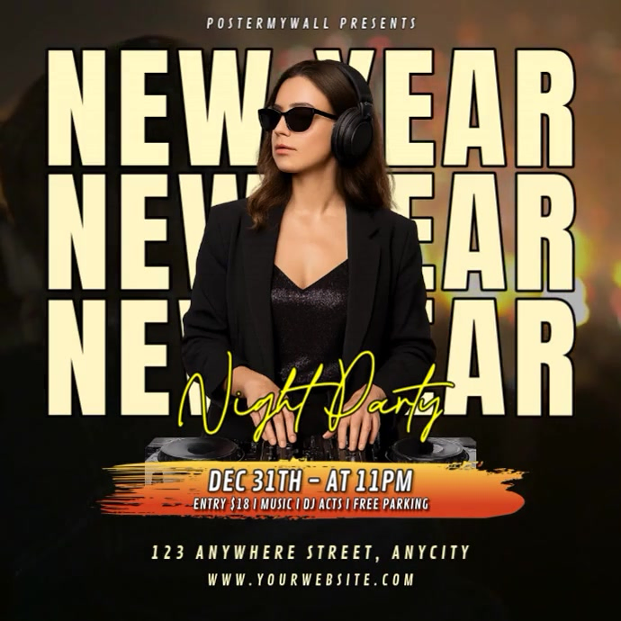 Modern & Minimal New Year Night Party Instagram Post Template ...