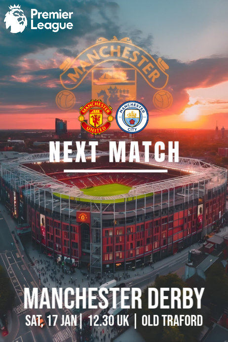 Modern & Minimal Next Match Manchester Derby Premier League Poster ...