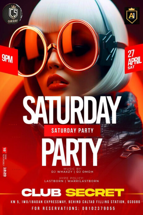 Modern & Minimal Night Club Party Poster Template | PosterMyWall