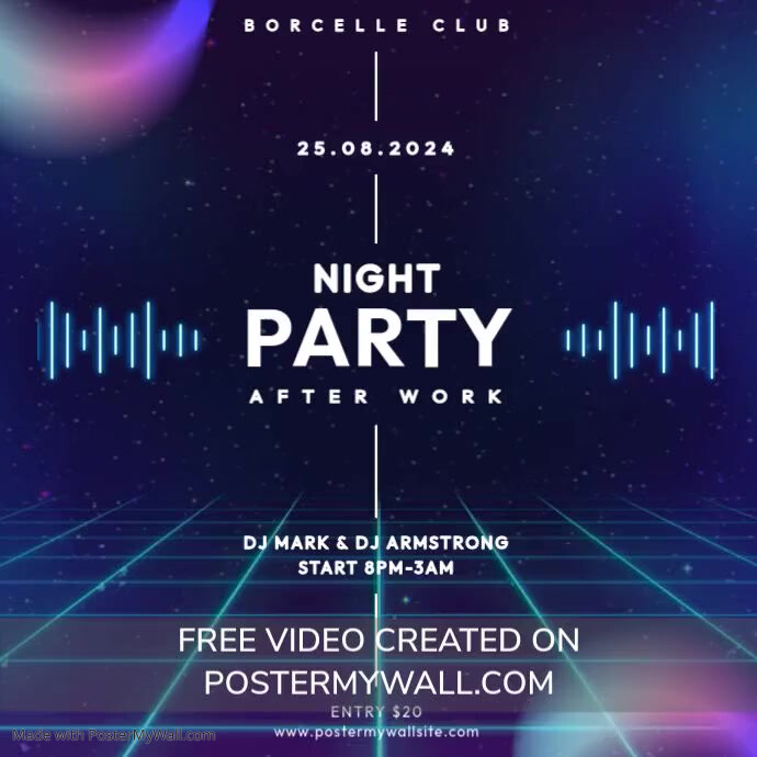 Modern & Minimal Night Party Instagram Post Template | PosterMyWall