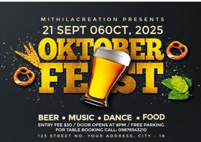Modern & Minimal Oktober Fest Flyer A4 Template | PosterMyWall