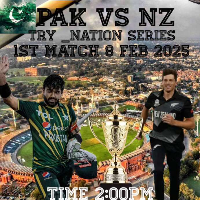 Modern & Minimal Pak Vs Nz Try Series Instagram Post Template | PosterMyWall