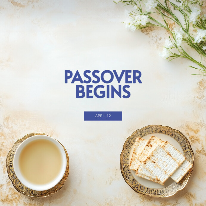 Modern & Minimal Passover Begins Instagram Post Template | PosterMyWall