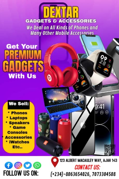 Modern & Minimal Phones And Gadgets Store Poster Template | PosterMyWall