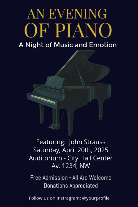 Plantilla de Modern & Minimal Piano Recital Poster | PosterMyWall