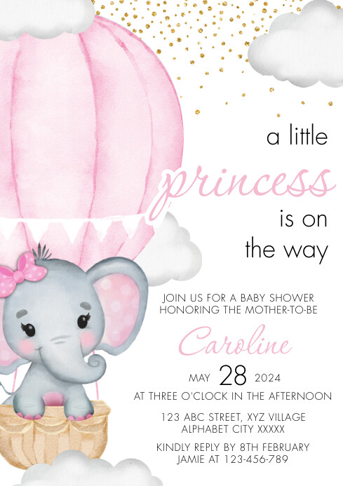 Modern & Minimal Pink Baby Shower Invitation Template | PosterMyWall