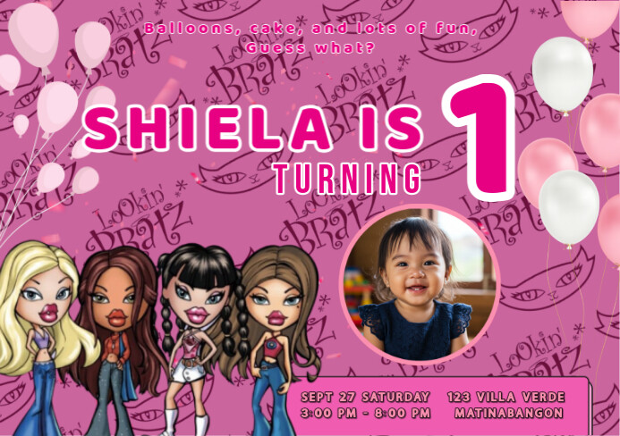 Modern & Minimal Pink Bratz-inspired 1st Birthday Invitation Template ...
