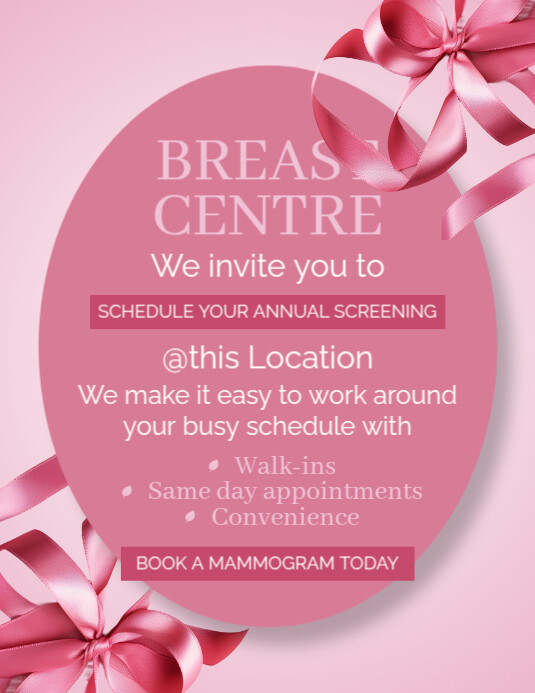 Copy of Modern & Minimal Pink Mammogram Flyer (us Let | PosterMyWall