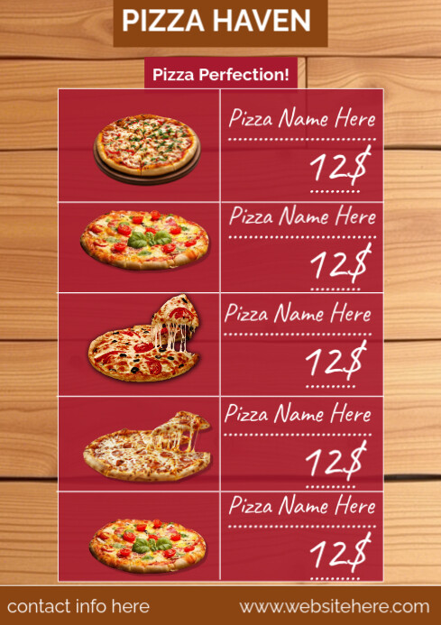Plantilla de Modern & Minimal Pizza Menu A4 | PosterMyWall