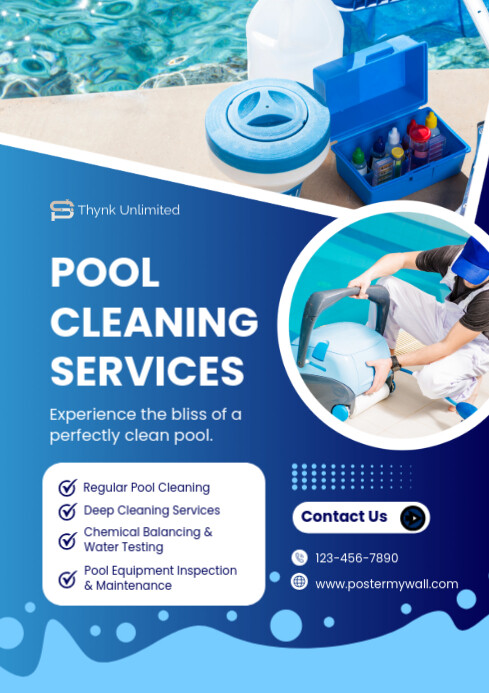 Copy of Modern & Minimal Pool Cleaning Services A4 | PosterMyWall