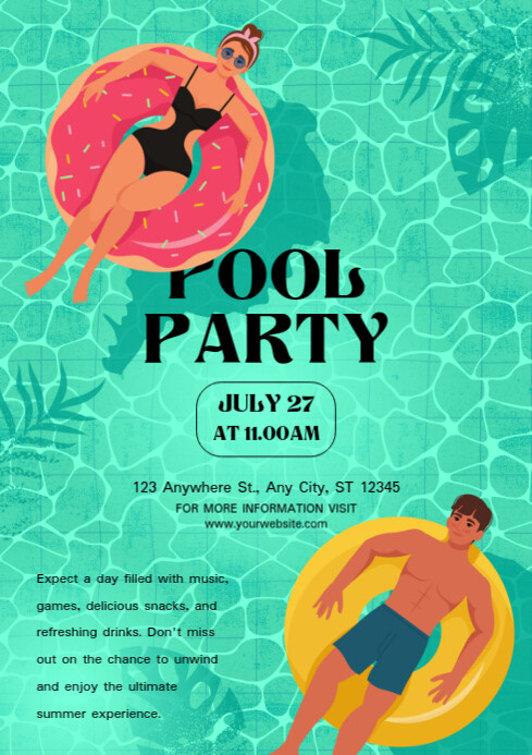 Copy of Modern & Minimal Pool Party Advertisement Flyer Deisgn A4 ...