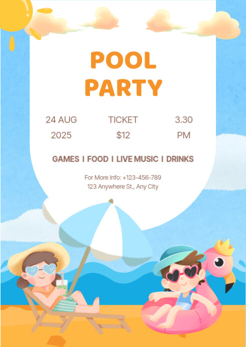 Modèle Modern & Minimal Pool Party Club Advertisement Flyer Design ...