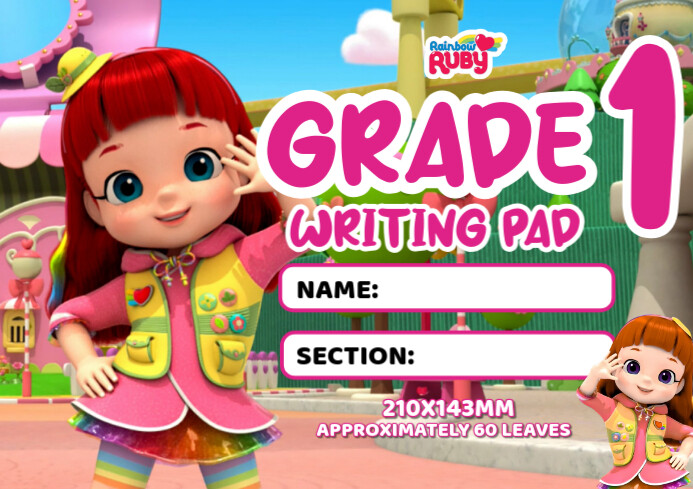 Copy of Modern & Minimal Rainbow Ruby Grade 1 Writing Pad A4 | PosterMyWall
