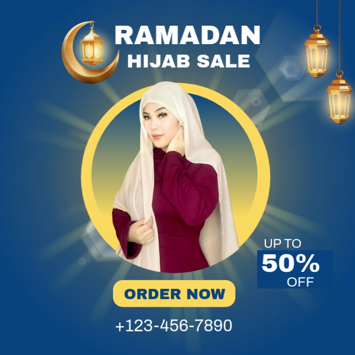 Modern & Minimal Ramadan Hijab Sale Promo Instagram Post Template ...
