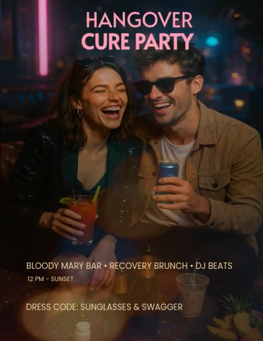 Modern & Minimal Recovery Mode: The Ultimate Hangover Cure Party Flyer ...