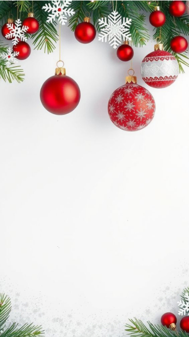 Modern & Minimal Red Christmas Ornament Background Digital Display (9: ...