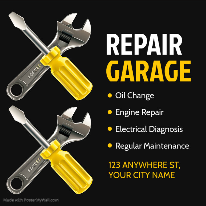 Modern & Minimal Repair Garage Instagram Post Template | PosterMyWall