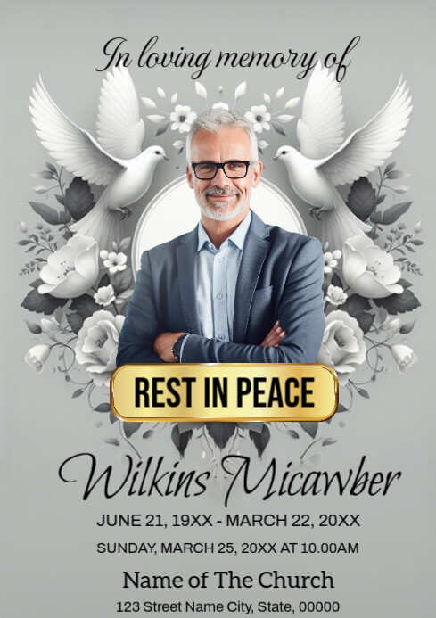 Modern & Minimal Rest In Peace Ad Template A4 | PosterMyWall