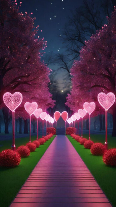 Modern & Minimal Romantic Heart Light Path Background Digital Display ...