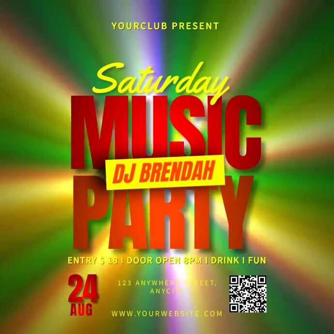Copy of Modern & Minimal Saturday Music Party Pos In | PosterMyWall