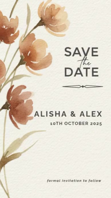 Modern & Minimal Save The Date Digital Display (9:16) Template ...