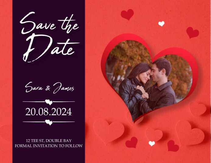 Modern & Minimal Save The Date Hearts Flyer Template | PosterMyWall
