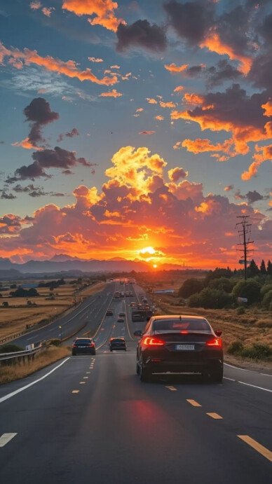 Copy of Modern & Minimal Scenic Highway Drive At Sunset – Road Trip ...